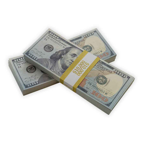 Prop Movie Money - $10,000 Stack Full Print · Western Stage Props