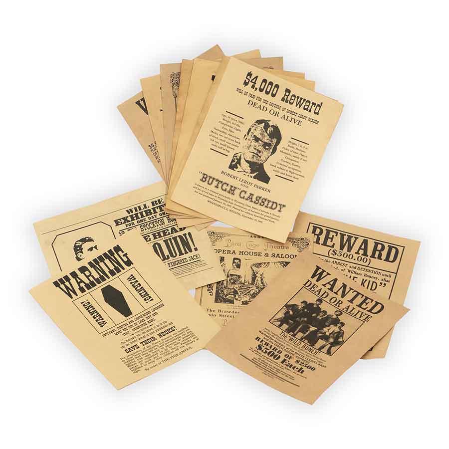 Old West Wanted Posters Variety Pack - 12 Count | Western Stage Props ...