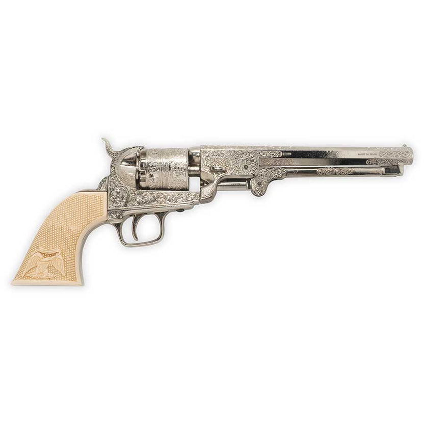 Civil War M1851 Replica Engraved Silver Ivory Grip Navy Non-Firing ...