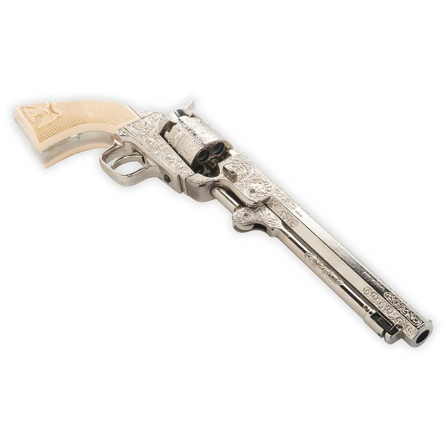 M1851 Navy Replica Revolver – Engraved Nickel – Non-Firing – Denix ...