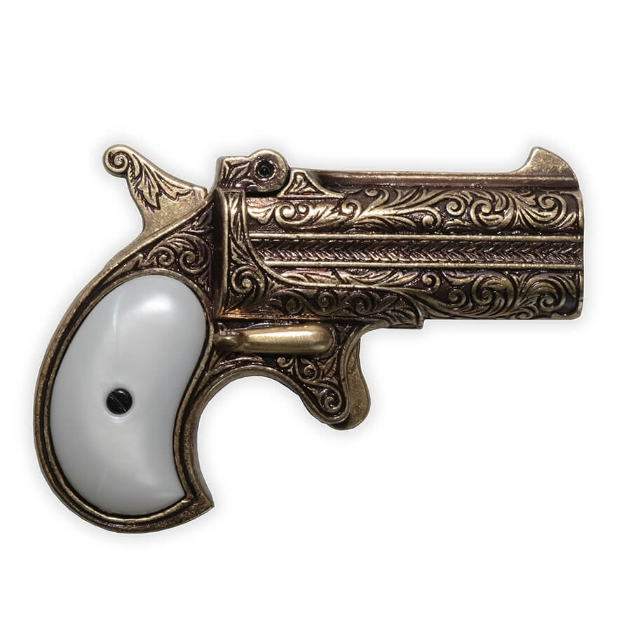 Non-Firing Old West Replica 1866 Double Barrel Derringer Gun - Brass ...